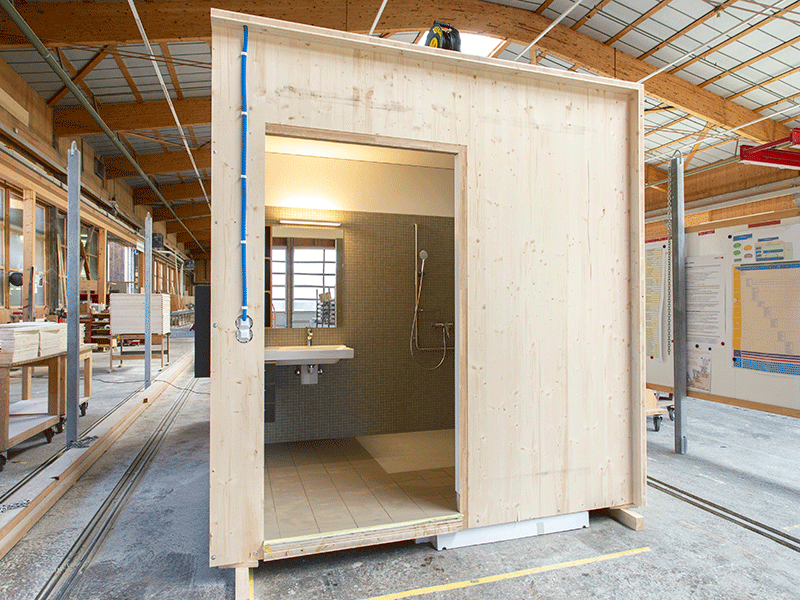 Modulare Fertignasszellen aus Holz – Nachhaltige Badlösungen von Stuber ...